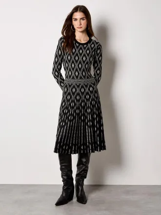 Apricot Diamond Knitted Midi Dress
