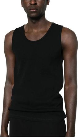 Christophe Lemaire Homme, Tops, Noir, Taille: XL Scoop Neck Rib Tank