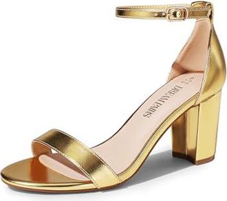 Dream Pairs Sandales Femme &Eacute;t&eacute; Confortable &agrave; Talon Bas et Bout Ouvert avec Bride R&eacute;glable,Size 41.5,Or-M&eacute;tallis&eacute;,CHUNK