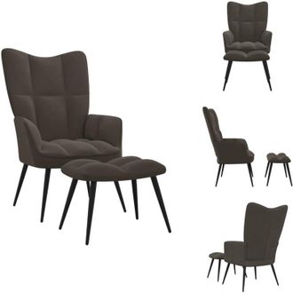 vidaXL Relaxsessel mit Hocker Dunkelgrau Samt - Samtsofa - Wohnzimmersofa - Lounge Chair - Bequemlichkeit - Sessel Grau