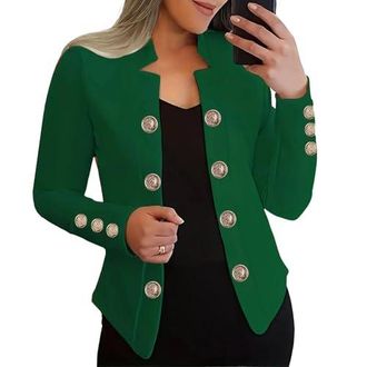 Generic Robe blazer décontractée ouverte sur le devant à double boutonnage, coupe ajustée, manches longues, blazer à revers cranté pour le travail et le burea