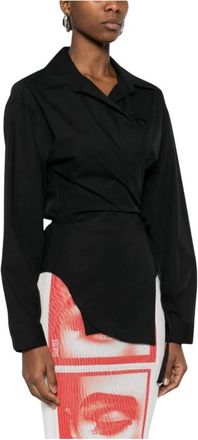 Diesel Femme, Blouses et Chemises, Noir, Taille: 40 FR Chemise en coton avec fermeture asym&eacute;trique en dentelle