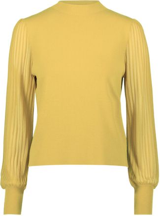 Zero Damen Strickpullover mit transparenten Ärmeln 36, Oil Yellow