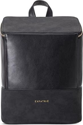 Expatrié Sac à Dos Femme Petit Noir - Malou - Sac en Cuir Végétal pour lUniversité, le Travail, Loisir - Sac à Dos Ordinateur Portable 13 Pouces - Hydrofuge