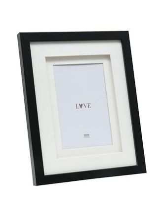 Deknudt Frames Bilderrahmen mit doppeltem Passepartout -Schwarz - S65KK2 P1 für Bildgröße 13x13cm - Bilderrahmen Holz MDF - Bilder aufhängen oder ausstellen