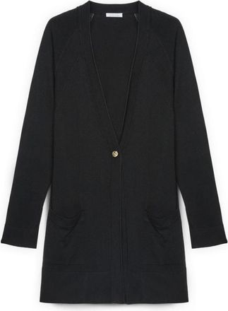 Fiorella Rubino Femme, Pulls, Noir, Taille: 38 FR Cardigan Long &agrave; Col V