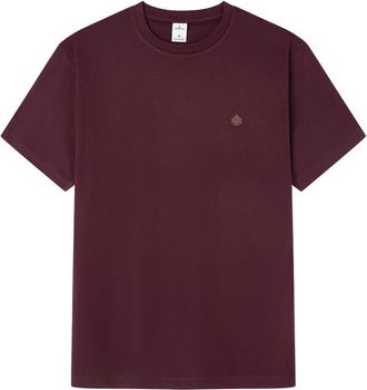 Springfield Herren Basic Ss T-Shirt with Tree Embroidery Besticktes, Korinth, L