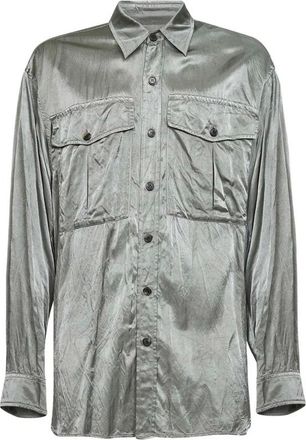 Dries Van Noten Homme, Chemises, Gris, Taille: L Relaxed Chest-Pocket Shirt