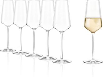 Stölzle Champagnergläser Starlight 6er-Set 290 ml - Elegante Champagnerkelche für Sekt & Prosecco - Sektgläser aus bleifreiem Kristallglas - Spülmaschinengeei
