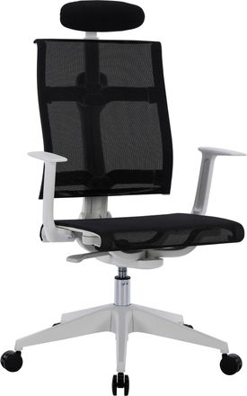 Boxxx Drehstuhl, Schwarz, Wei&szlig;, Metall, Kunststoff, Textil, Drehkreuz, 64x108-117.5x64 cm, Sitzfl&auml;che 360&deg; drehbar, inklusive Armlehnen, Arbeitszimmer, B&uuml;ro