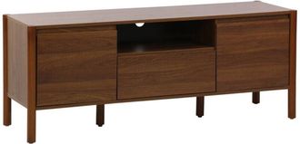 Sweeek Meuble TV décor bois 2 portes 1 tiroir 140cm noyer - 140 x 42 x 55 cm - Harmony