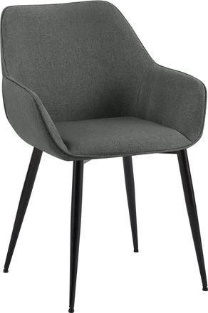 Clp Esszimmerstuhl gepolstert mit Lehne Luena, K&uuml;chenstuhl mit Samt oder Stoff, Sessel mit Metallgestell schwarz bis 150 kg belastbar, Farbe:dunkelgrau, M