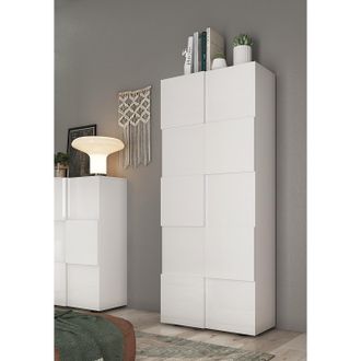 LC spa home24 Garderobenschrank 78 x 187 x 31cm Wei&szlig;/Hochglanz Wei&szlig;
