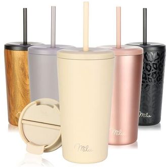 Milu Mug Isotherme 500ml - Thermo Café étanche en acier inoxydable, Tasse thermique sans BPA, 100% anti-fuite(Cream, 500ml)