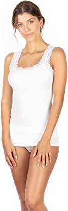 Free Spirit D&eacute;bardeur 100 % coton de qualit&eacute; sup&eacute;rieure avec bordure en dentelle pour femme. Fabriqu&eacute; en Italie. - Blanc - Taille S / M