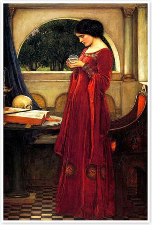 Posterlounge Die Kristallkugel Poster von John William Waterhouse 40 x 60 cm Rot Wandbilder Wanddeko
