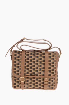 Bally Faux Leather Messenger Bag with Geometric Pattern Bally