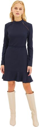 Trendyol Damen Black Lace Detailed Flywheel Dress, Marineblau, 36 EU