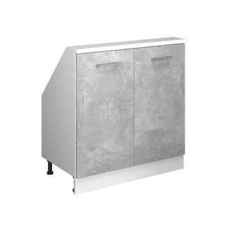 Vicco K&uuml;chenschrank f&uuml;r Dachschr&auml;gen R-Line, Beton/Wei&szlig;, 80 cm mit 2 T&uuml;ren