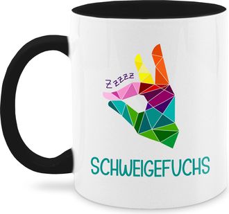 Shirtracer Tasse Tassen 325ml - Lehrer - Schweigefuchs Flüsterfuchs - 325 ml - Schwarz - lehrertasse teacher fuchs kaffeetasse abschlussgeschenk lehrern schule k