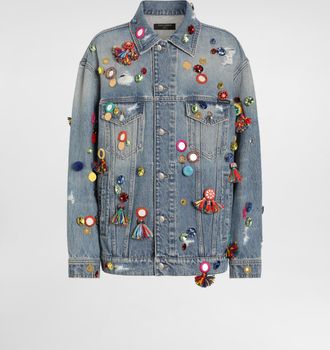 Dolce & Gabbana Denimjacke Mit Applikationen - Frau Denim Mehrfarbig 44