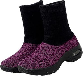 Garneck Bottes Chaudes dHiver -Mollet pour Femmes Doublure Polaire Semelle &agrave; Coussin dAir Confortable Couleur Violette Taille 36 Chaussures dExt&eacute;rieur Polyval