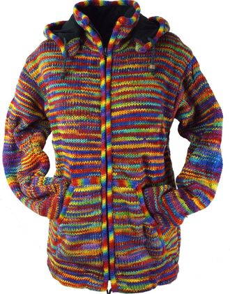 Guru Shop Strickjacke Wolljacke Nepaljacke - Modell 12, Damen, Wolle, Size:XXL