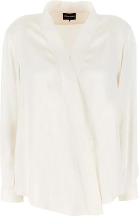 Giorgio Armani Femme, Blouses et Chemises, Beige, Taille: 38 FR Double Silk Satin Shirt