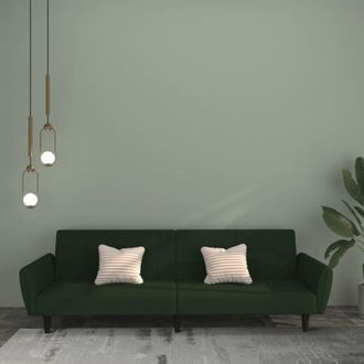 vidaXL Schlafsofa 2-Sitzer Dunkelgr&uuml;n Samt Vidaxl