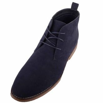 Absolute Footwear Bottines Chelsea décontractées à lacets en daim synthétique pour homme, bleu marine, 44 EU