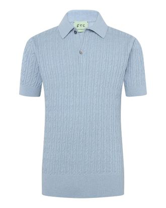 FTC Zopfstrick-Poloshirt aus einem Baumwolle-Kaschmir-Mix in
