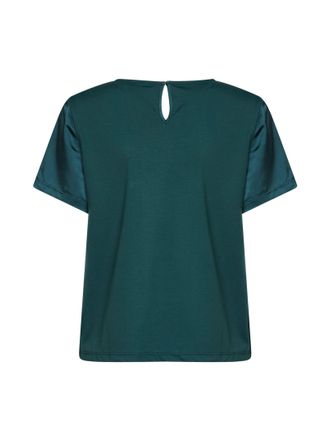 Max Mara Womens Crewneck T-Shirt Gilbert Satin Dark Green Polyester Sweater