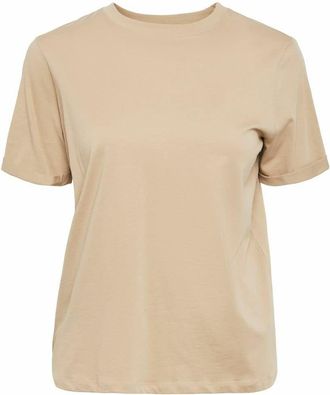 Pieces Damen Pcria Ss Fold Up Solid Tee Noos Bc 17086970, Silver Mink,XS