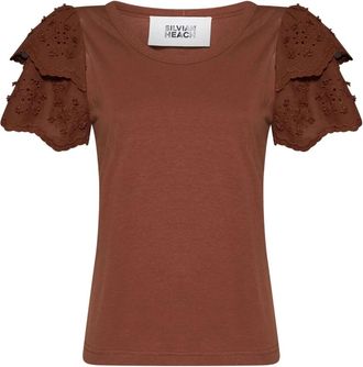 Silvian Heach Femme, Blouses et Chemises, Brun, Taille: 36 FR Thupan T-Shirt