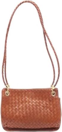 Bottega Veneta Sac bandouli&egrave;re en cuir dagneau Intrecciato Pre-owned - Femme - Pre-owned - Brun - Taille: ONE Size