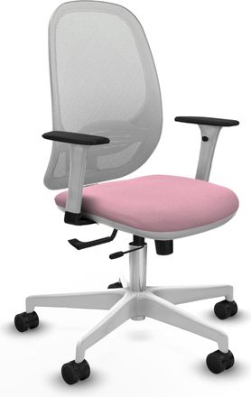 Piqueras y Crespo Schreibtischstuhl in Rosa und Wei&szlig;, mit 1D-Armlehnen, h&ouml;henverstellbare Lendenwirbelst&uuml;tze, ausgestattet mit Syncro/Traslack und Schneideschaum, Wei&szlig;/