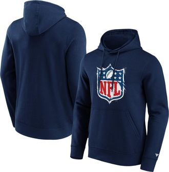 Fanatics NFL Logo Shield Hoodie Kapuzenpullover Pullover Sweatshirt ** Splatter Crest Hood ** Navy (as3, Alpha, x_l, Regular, Regular)
