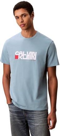 Calvin Klein T-Shirt Manches Courtes Homme Redbox Graphic Tee avec Logo, Bleu (Smoke Blue), M