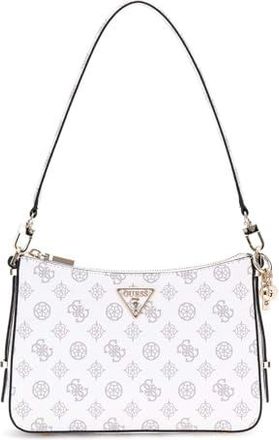 Guess Sac à bandoulière pour femme, design avec logo monogramme, blanc et gris, poignée réglable, blanc