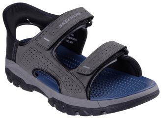 Skechers Outdoorsandale SKECHERS TRESMEN-REECE, Herren, Gr. 47,5, grau, Lederimitat, Schuhe Outdoorsandale, Trekking Sandale, Outdoorschuh mit Heel Pillow Funk