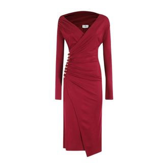 Elisabetta Franchi Femme, Robes, Rouge, Taille: 42 FR Abito in jersey bottoni gioiello
