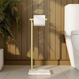 Kes Toilettenpapierhalter Stehend Klopapierhalter Edelstahl Klorollenhalter mit Marmor Basis Toilettenpapierst&auml;nder WC Papier Halterung Toilettenpapier Ge