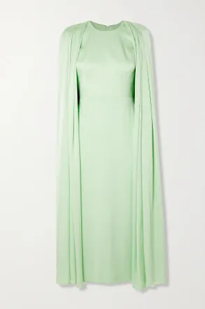 Alex Perry Beckett Midikleid Aus Glänzendem Crêpe Mit Cape-effekt - Grün