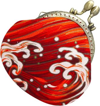 UPKOCH Vintage Damen Geldbörse mit Besticktem Wellenmuster Kleines Baumwoll Münzfach Vielseitige Geldbeutel für Kleingeld und Makeup Tragbare Kawaii Brieftas