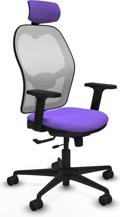 Piqueras y Crespo Ergonomischer B&uuml;rostuhl mit 2D-Armlehnen und Kopfteil, h&ouml;henverstellbar und neigbar, ausgestattet mit Syncro/Traslack und injiziertem Schaumstoff, Wei