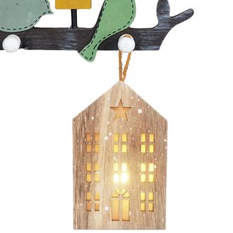 Generic Weihnachtsdorfhaus - Hausf&ouml;rmige Weihnachtsdekoration, Weihnachtliches H&auml;ngendes Holzhaus Mit LED-Lichtern | H&auml;ngender Tafelaufsatz, Ornamente F&uuml;r Wei