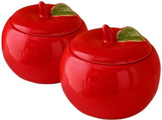 Aboofan 2 Stück Keramik Apfeldose Keksdose Müslibehälter Apfelbehälter Mehlbehälter Glas Bonbondose Apfelkorb Äpfel Keksdose Urlaub Zuckerdose Bonbondose Kera