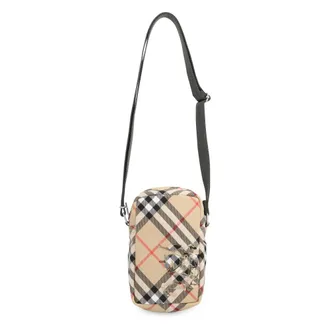 Burberry Homme, Sacs, Beige, Taille: ONE Size Étui pour smartphone/sac bandoulière en tissu à carreaux