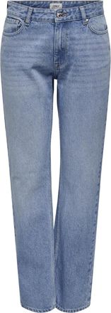 Only Damen ONLJANE MW STR JNS TAI Jeans, Light Blue Denim, 28 W/30 L