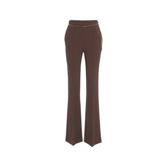 Elisabetta Franchi Hose aus leichtem Cr&ecirc;pe mit Kettendetail - - Trousers - Damen - Braun - S